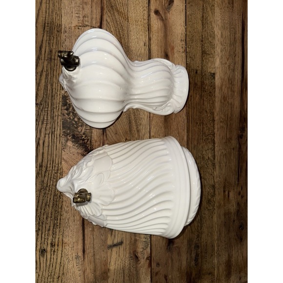 Dolphin | Accents | 2 Vintage Golden Dolphin White Ceramic Swirl Fluted ...